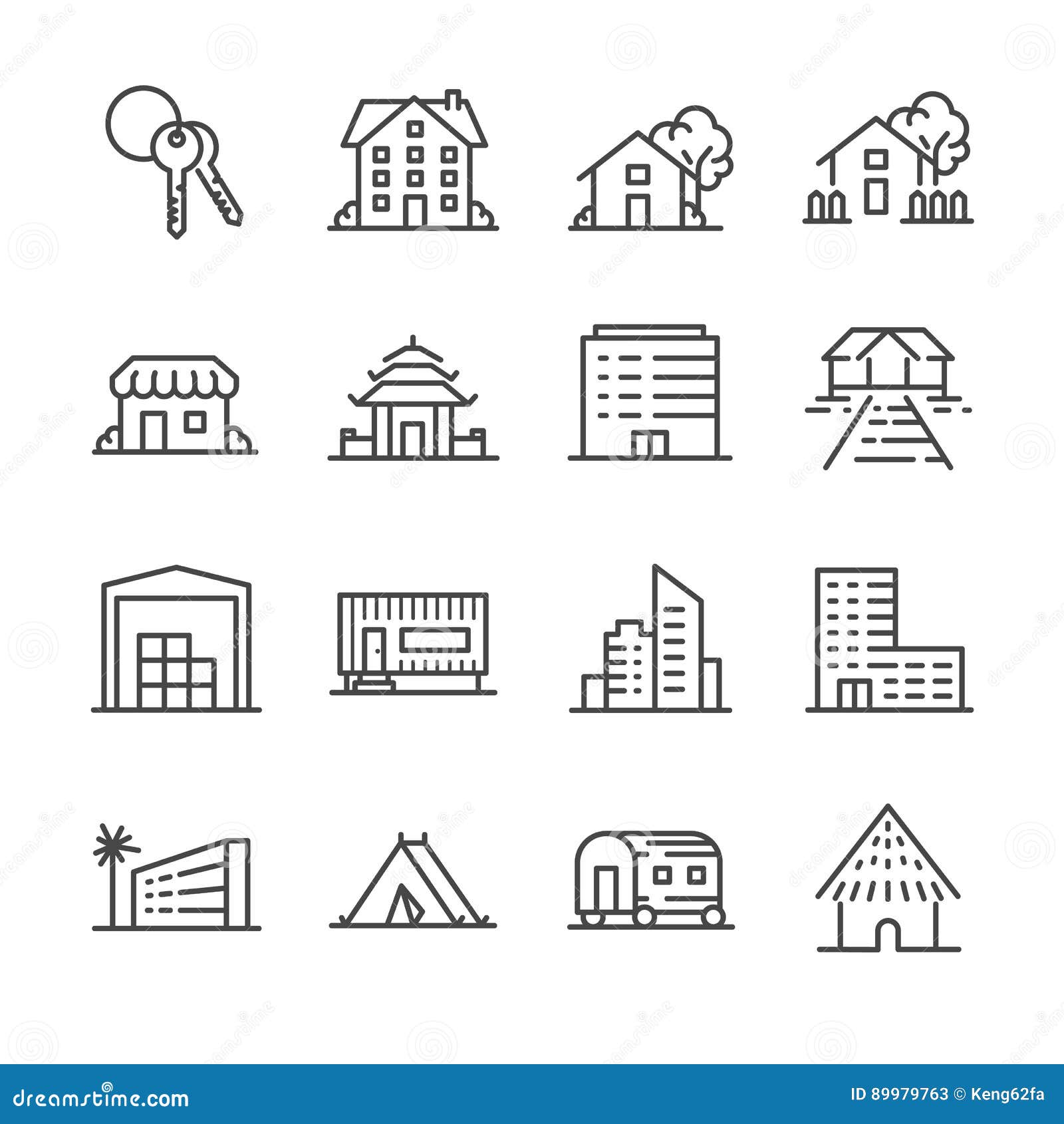 Property icon set stock vector. Illustration of design - 89979763