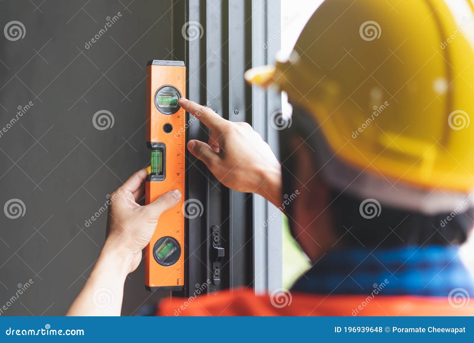 Property Inspection Consulting Service. Inspector Checking Alignment of ...