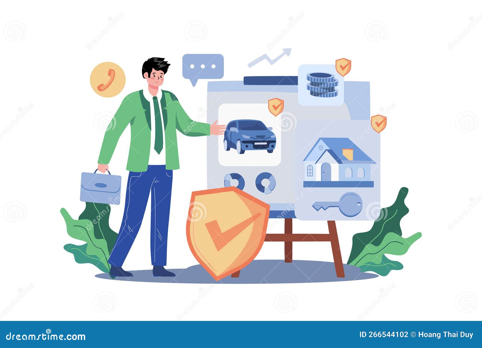 Property Insurance Agent Illustration Concept on White Background Stock ...