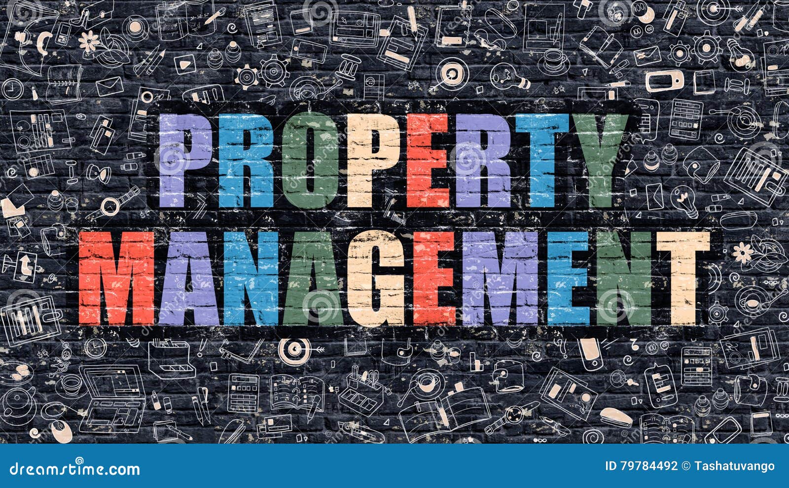 Property Management in Multicolor. Doodle Design. Stock Illustration ...