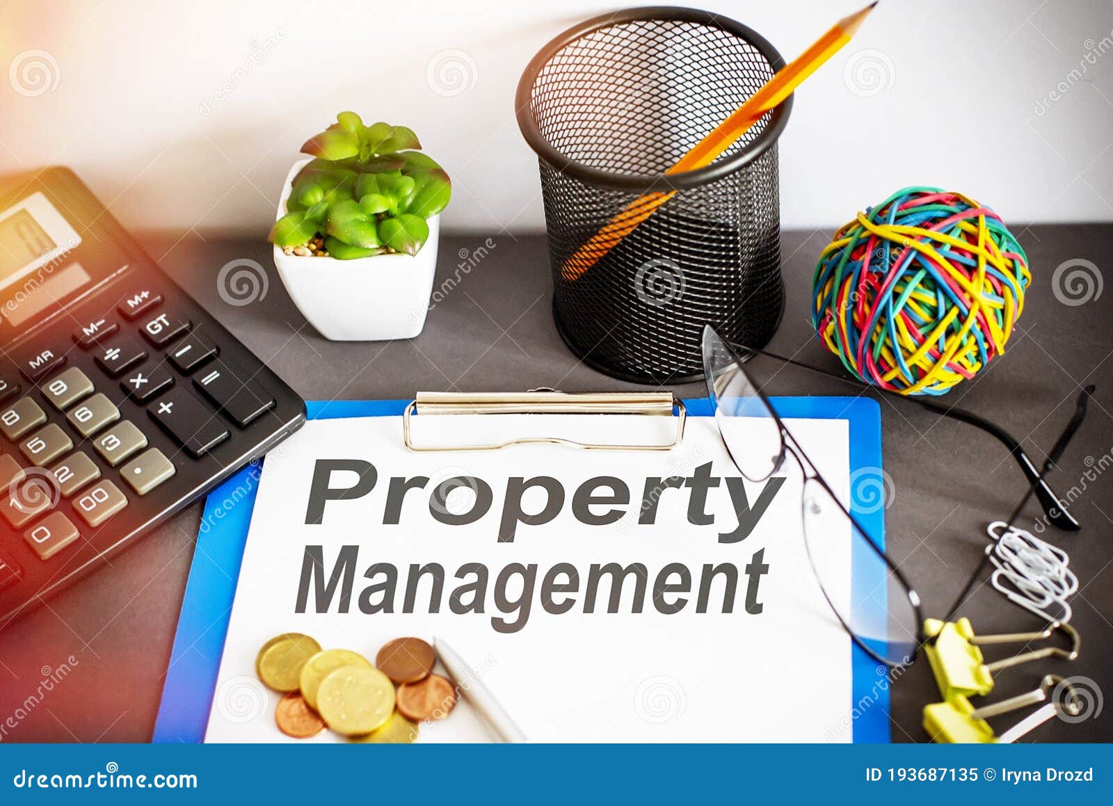 Property Management Written on the Paper with Office Tools Stock Image ...