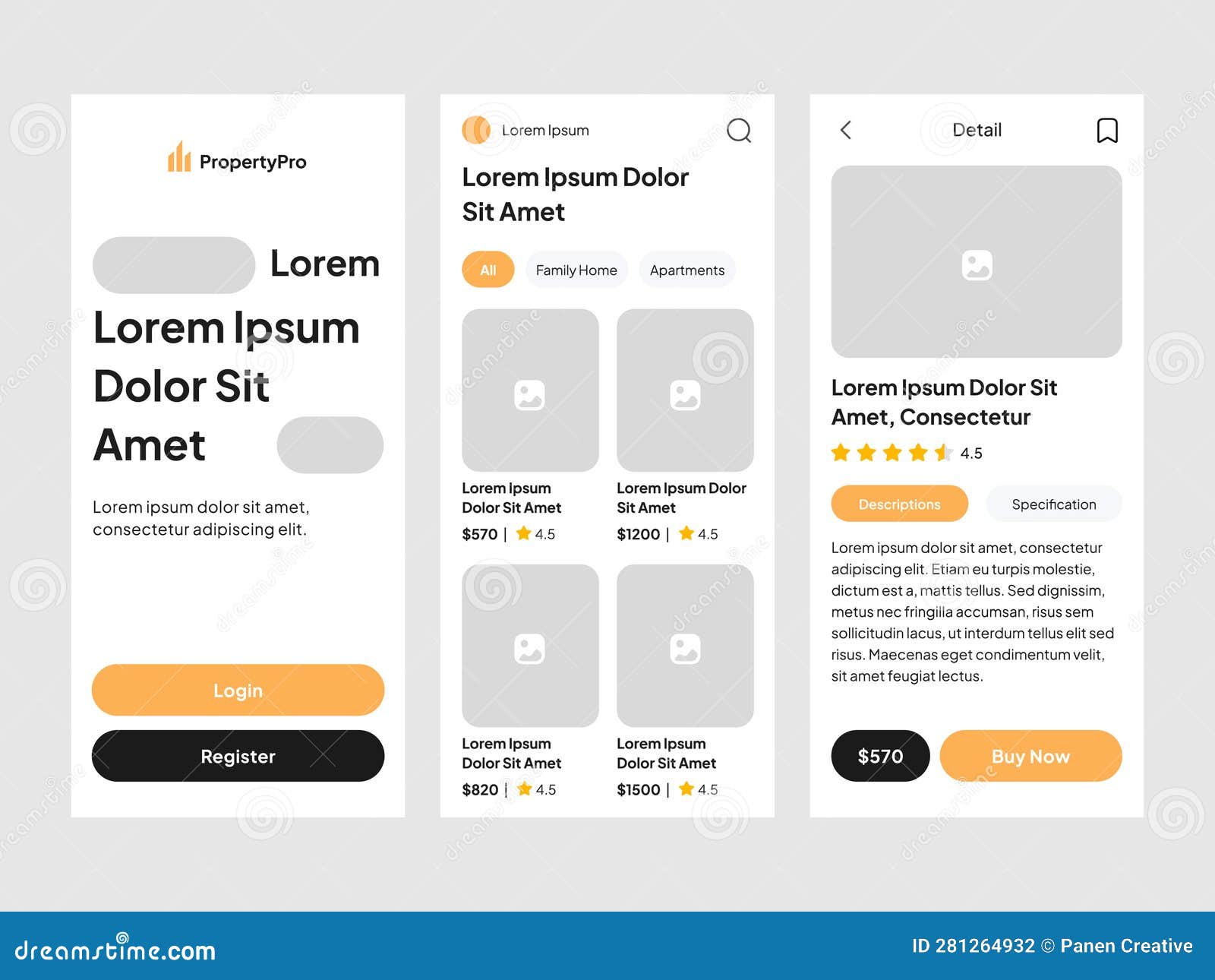 Property Mobile App UI Design Stock Vector - Illustration of page ...