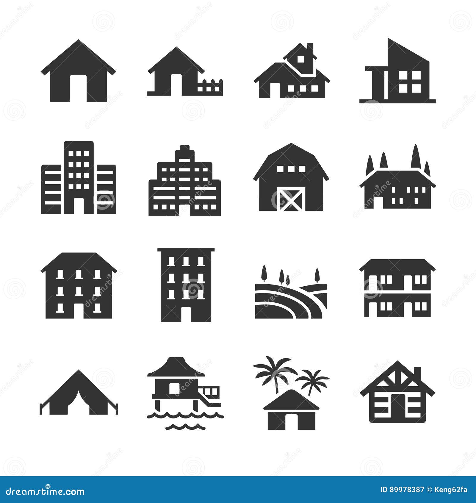 Property type icons stock vector. Illustration of modern - 89978387