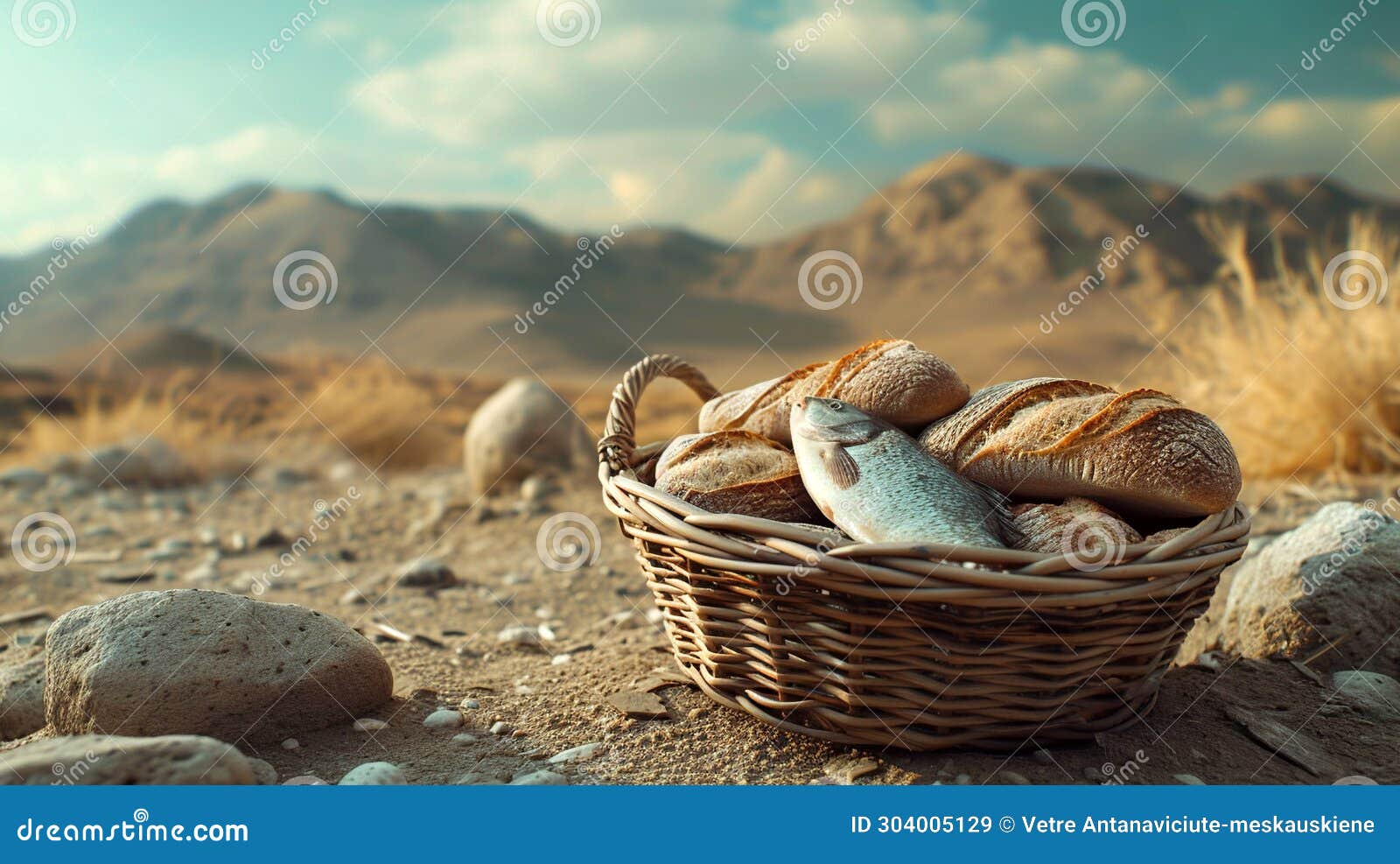 Prophet with Five Loaves and Two Fish. Biblical Story about God ...
