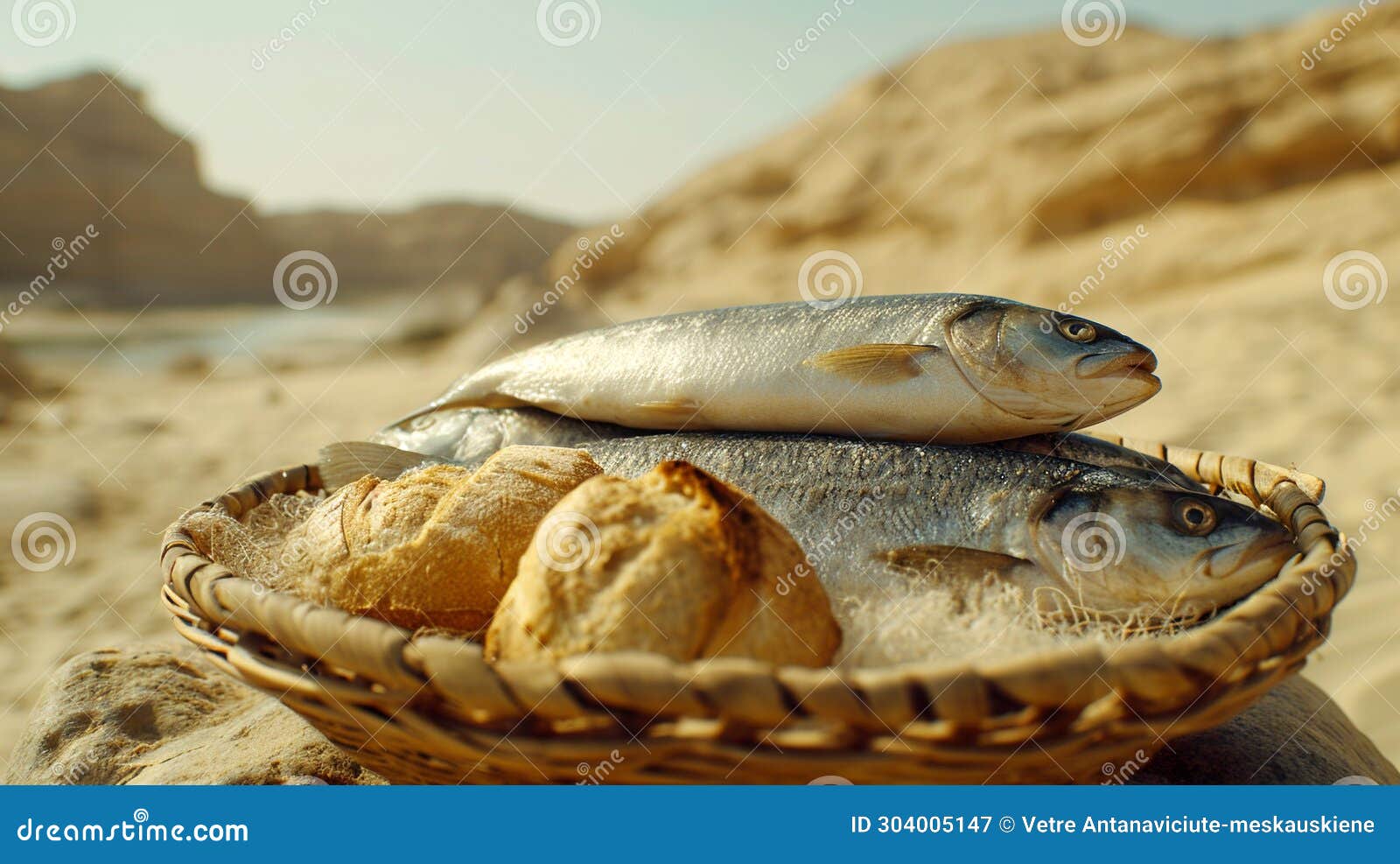 Prophet with Five Loaves and Two Fish. Biblical Story about God ...