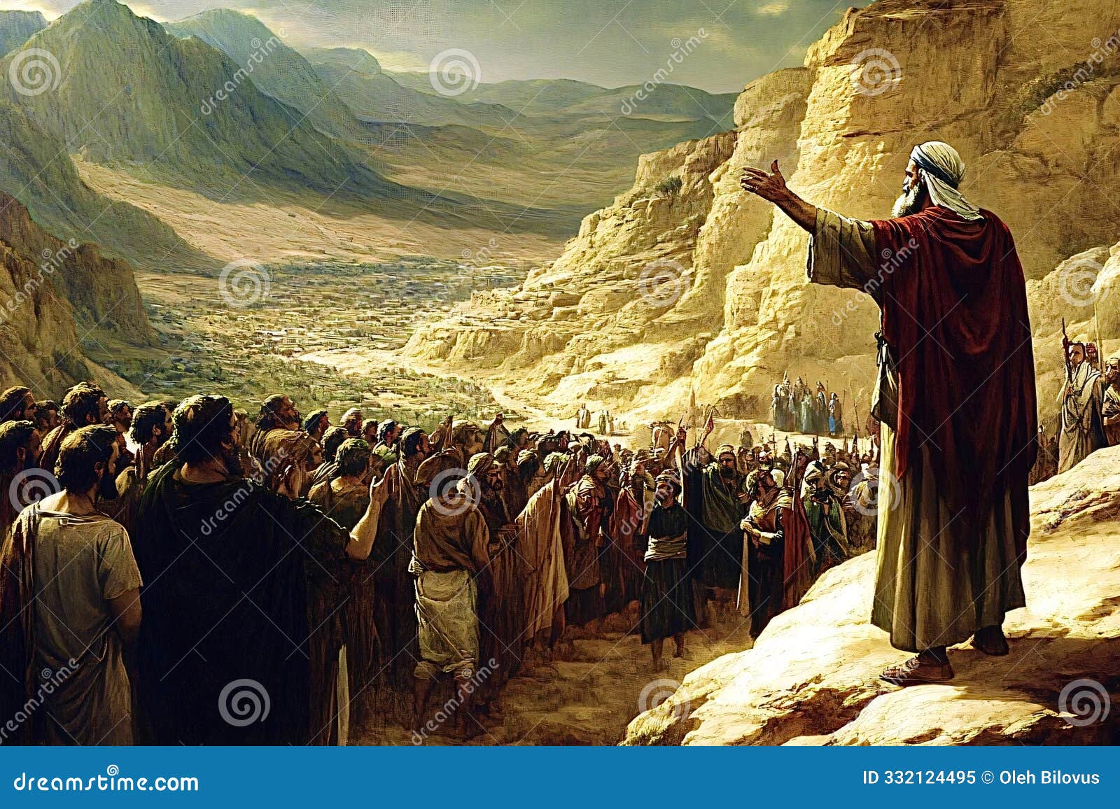 Prophet Speaking To a Crowd with Outstretched Hand in Ancient Times ...