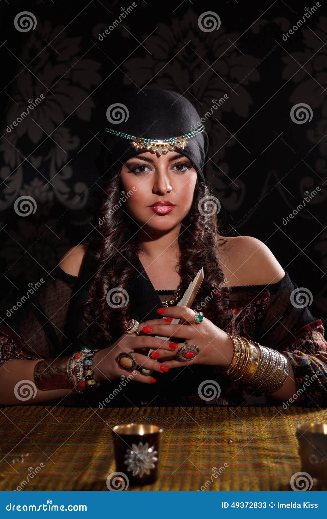 Prophetess Woman with Cards Stock Image - Image of portrait, mysterious ...