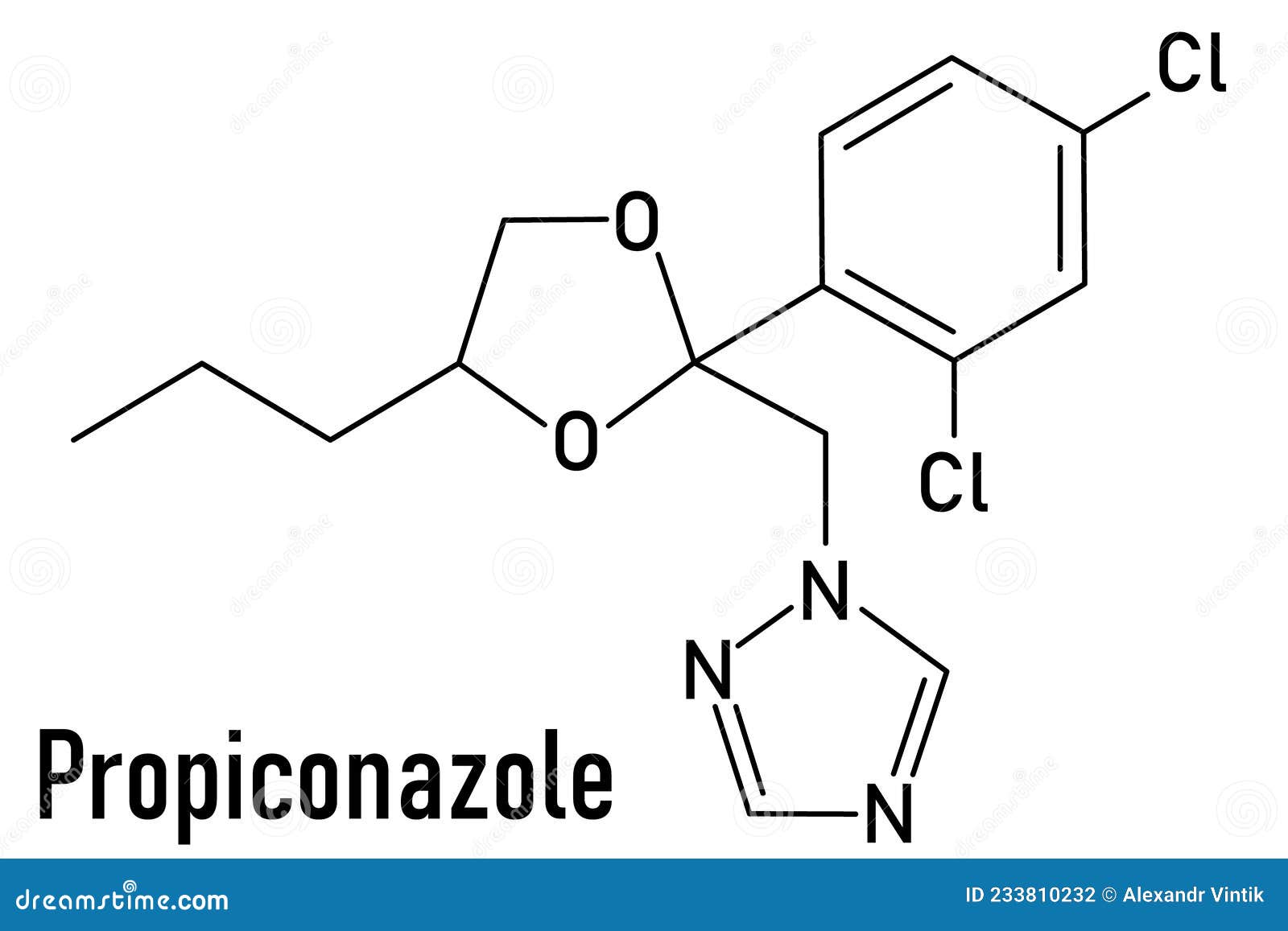 Propiconazole Antifungal Molecule, Triazole Class. Skeletal Formula ...