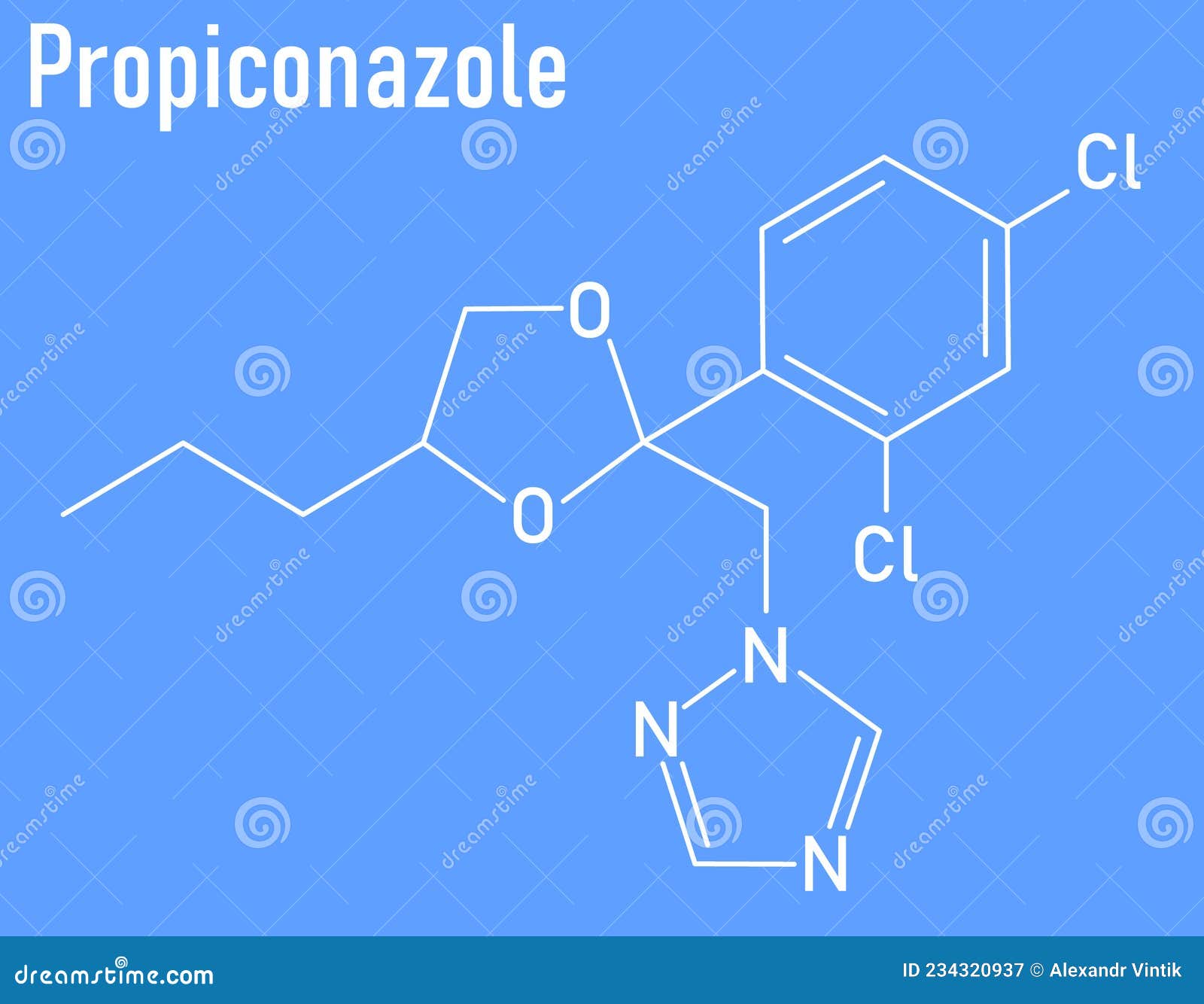 Propiconazole Antifungal Molecule, Triazole Class. Skeletal Formula ...