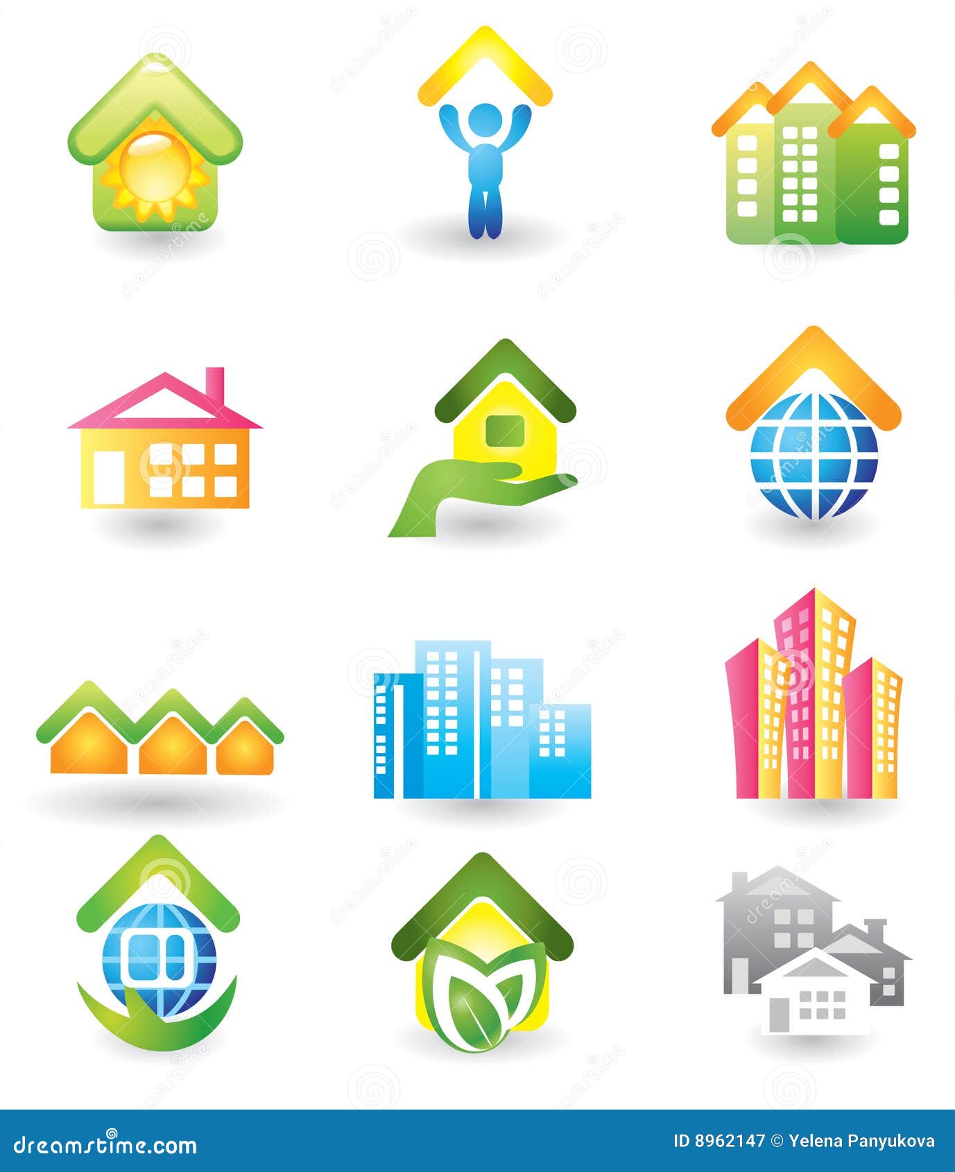 Propiedades Inmobiliarias - Conjunto Del Icono Ilustración del Vector ...