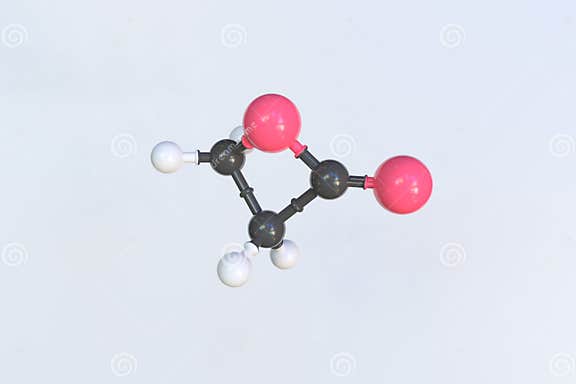 Propiolactone Molecule Made with Balls, Isolated Molecular Model. 3D ...