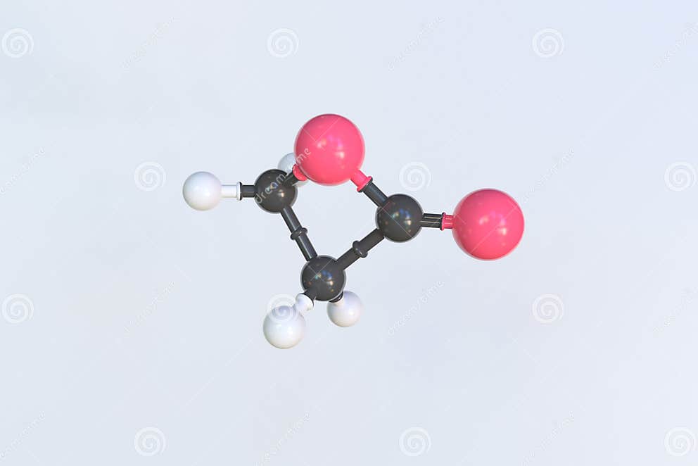 Propiolactone Molecule Made with Balls, Isolated Molecular Model. 3D ...