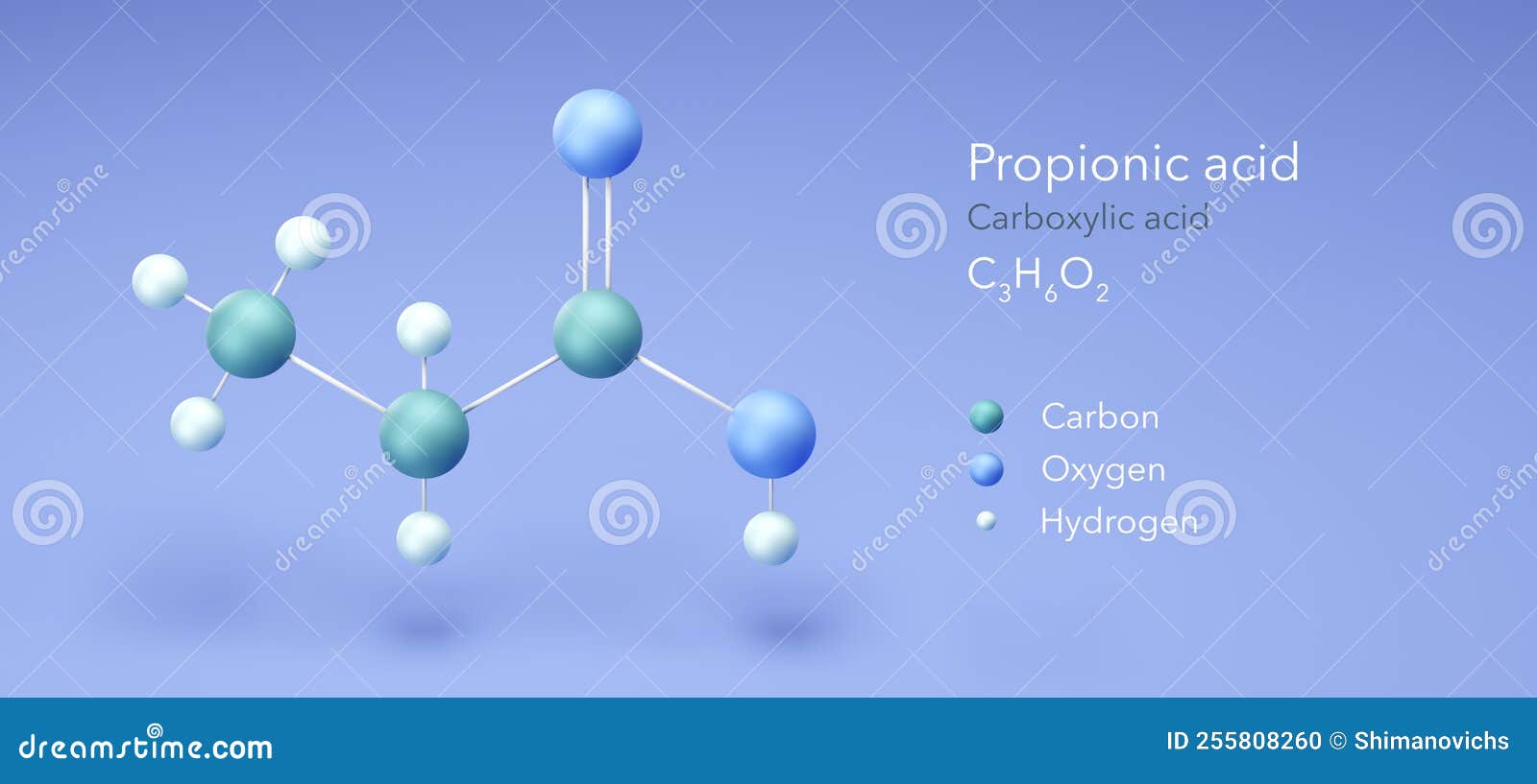 Propionic Acid, Carboxylic Acid, Molecular Structures, 3d Model ...