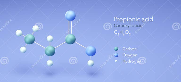 Propionic Acid, Carboxylic Acid, Molecular Structures, 3d Model ...