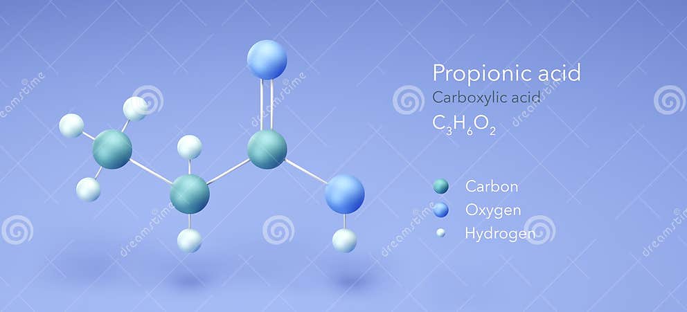 Propionic Acid, Carboxylic Acid, Molecular Structures, 3d Model ...