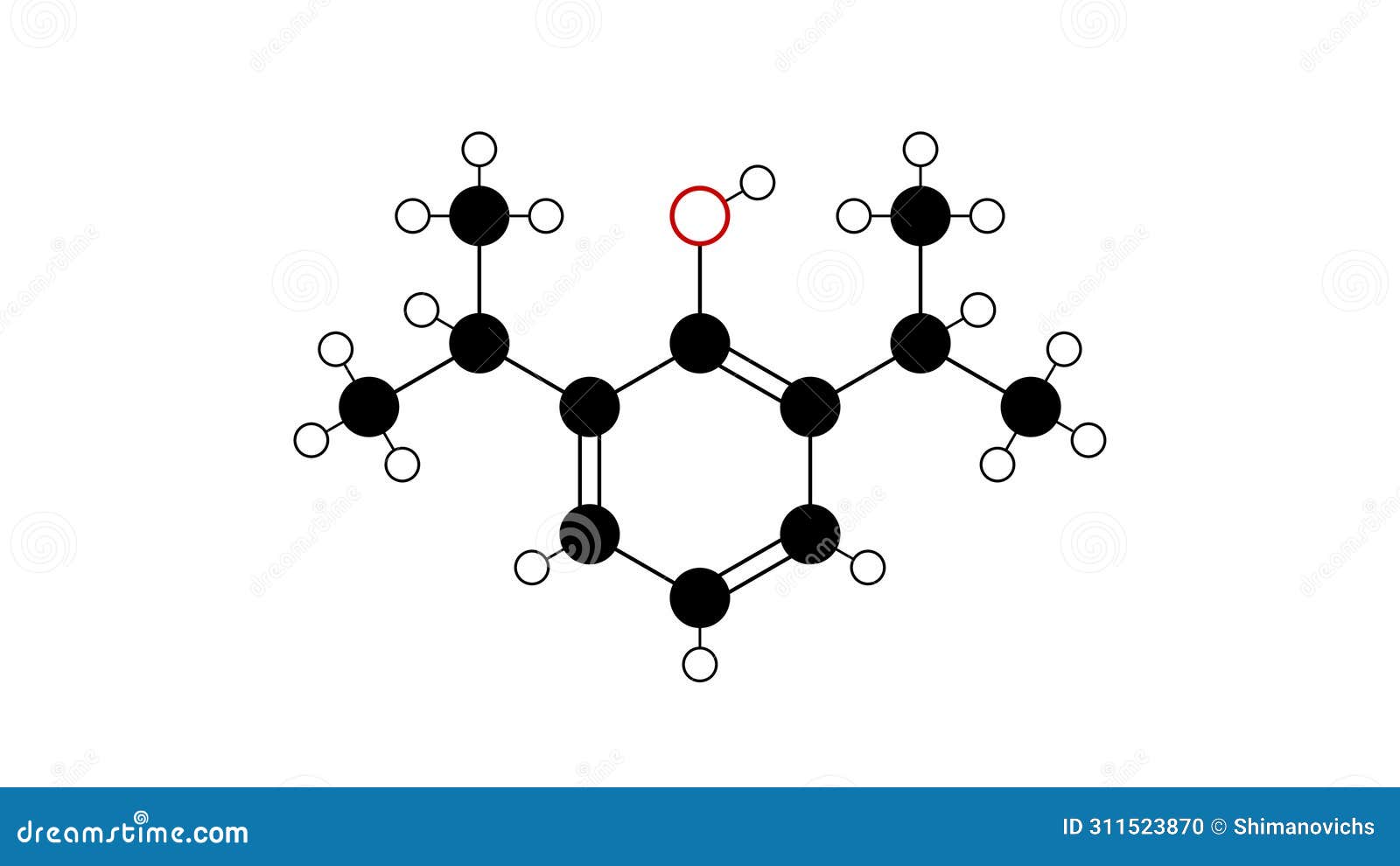 Propofol Molecule, Structural Chemical Formula, Ball-and-stick Model ...