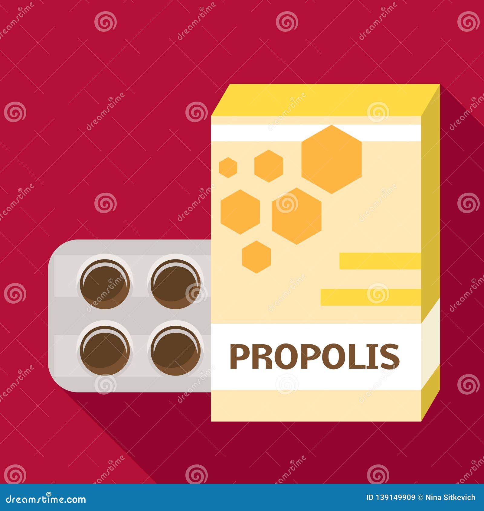 Propolis Pill Pack Icon, Flat Style Stock Vector - Illustration of flat ...