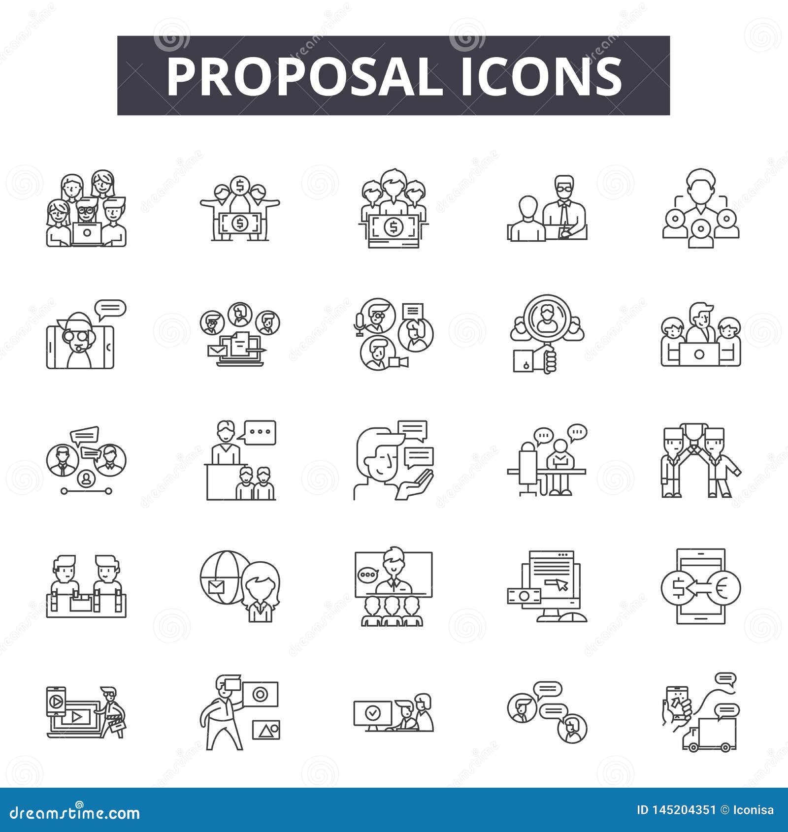 Proposal Line Icons, Signs, Vector Set, Outline Illustration Concept ...