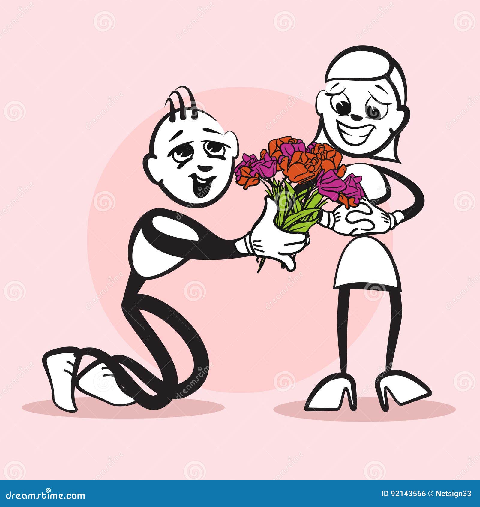 Proposal Marriage Stickman Emotion Stock Vector - Illustration of ...