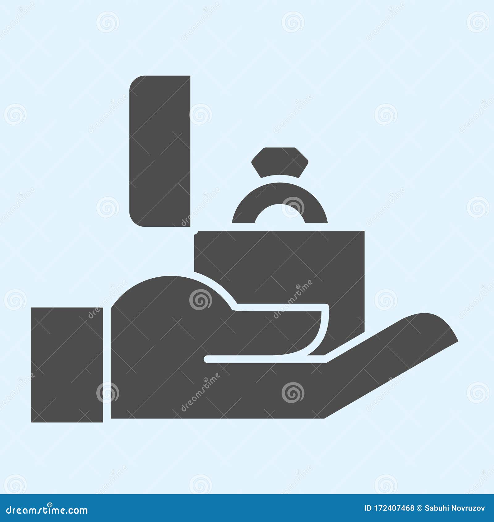 Proposal Solid Icon. Ring in Box on Hand, Man Offering Marriage for ...