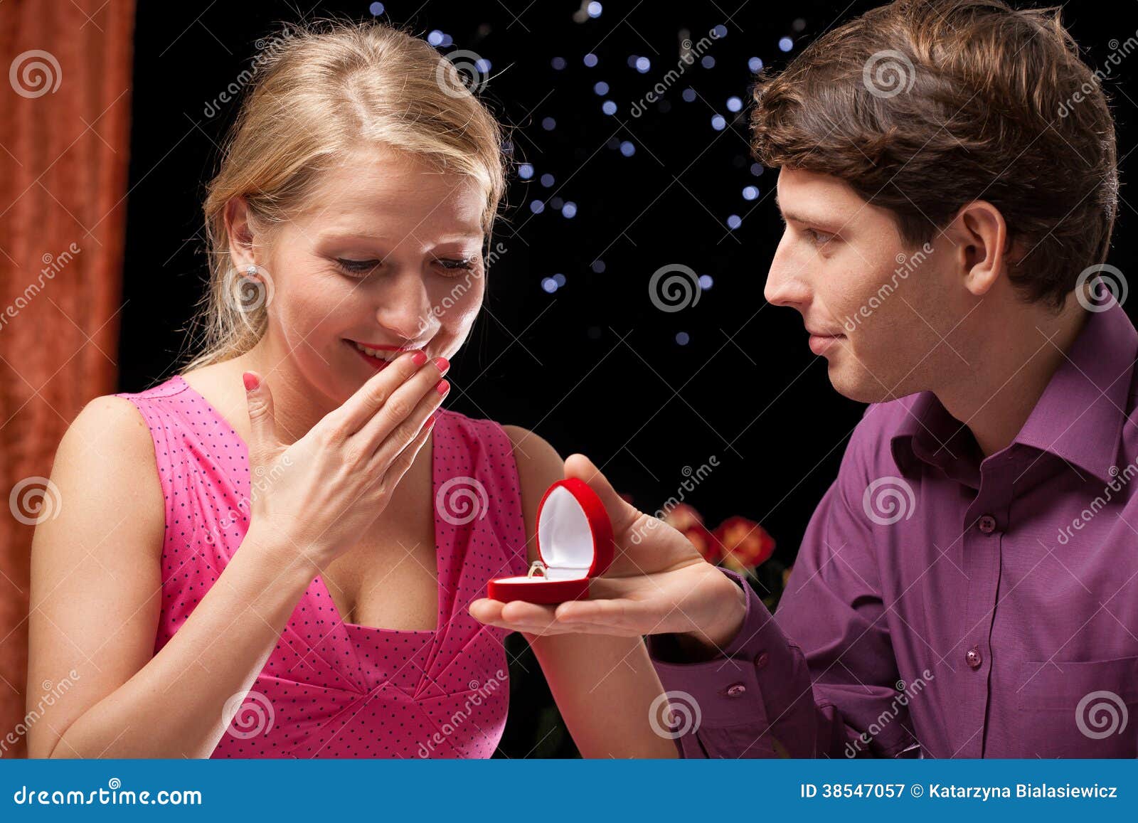 Proposal Surprise for Girlfriend Stock Image - Image of closeup ...