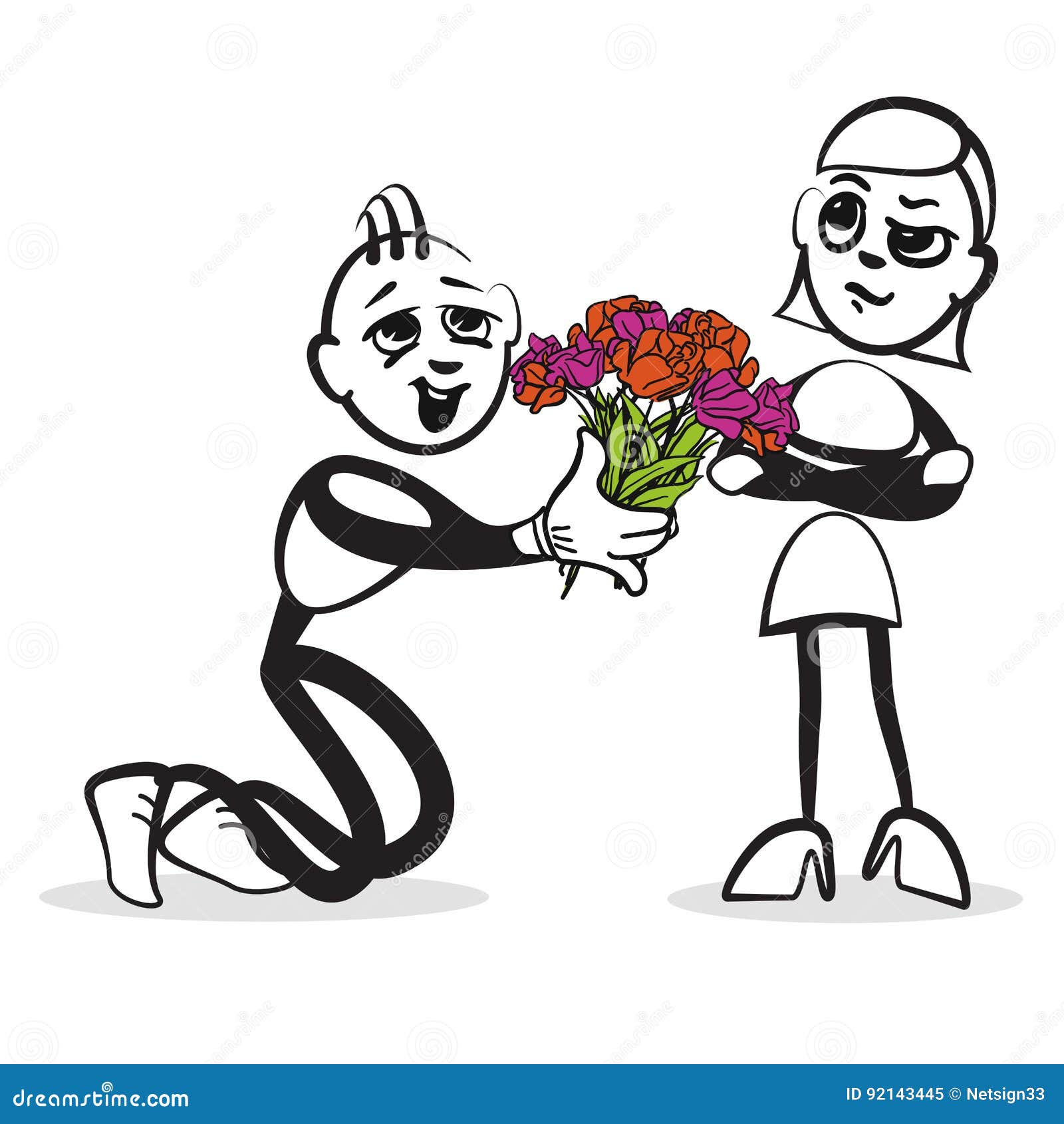 Proposal Waiting Stickman Emotion Stock Vector - Illustration of figure ...