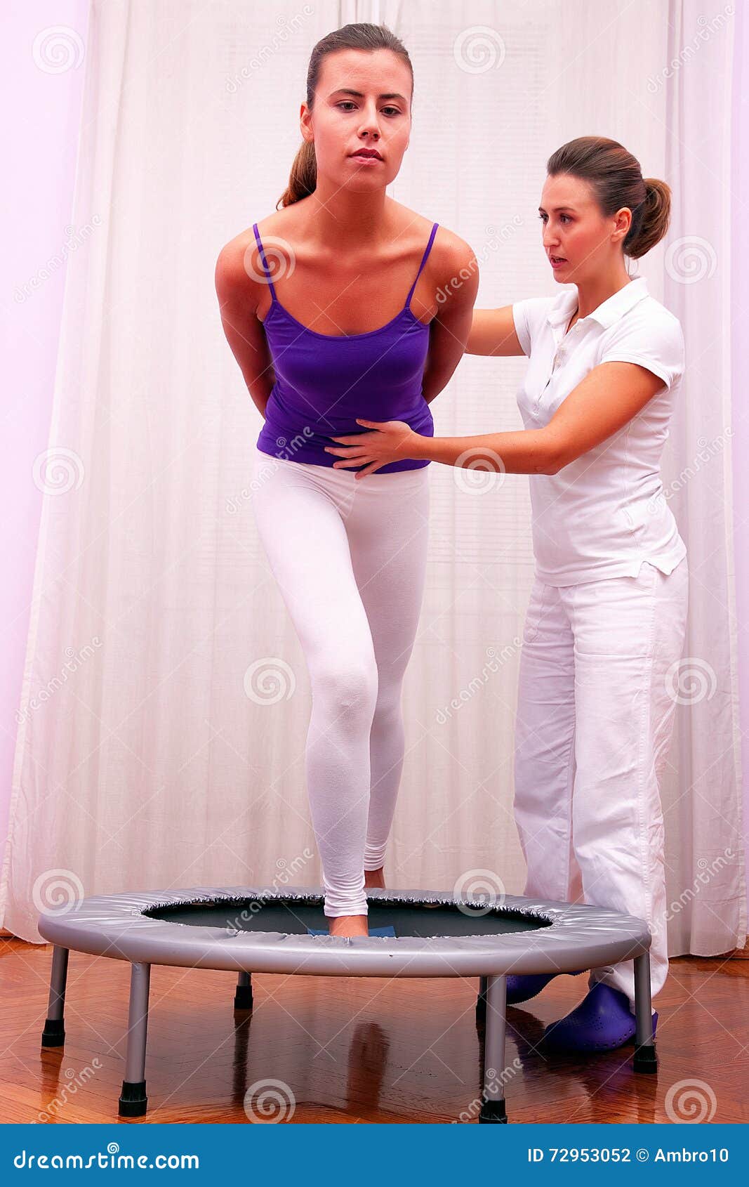 Proprioceptive Exercises for Legs with Elastic Belt Stock Photo - Image ...