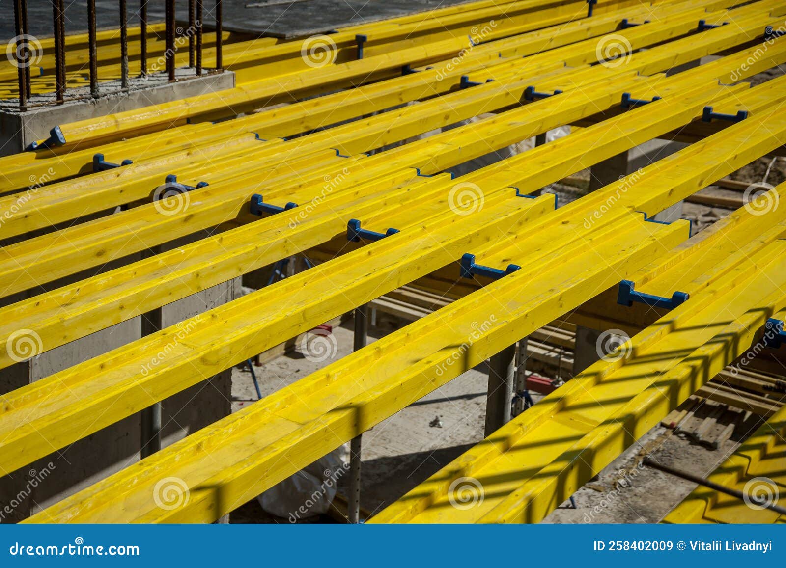 Props and wood beam stock image. Image of tube, factory - 258402009
