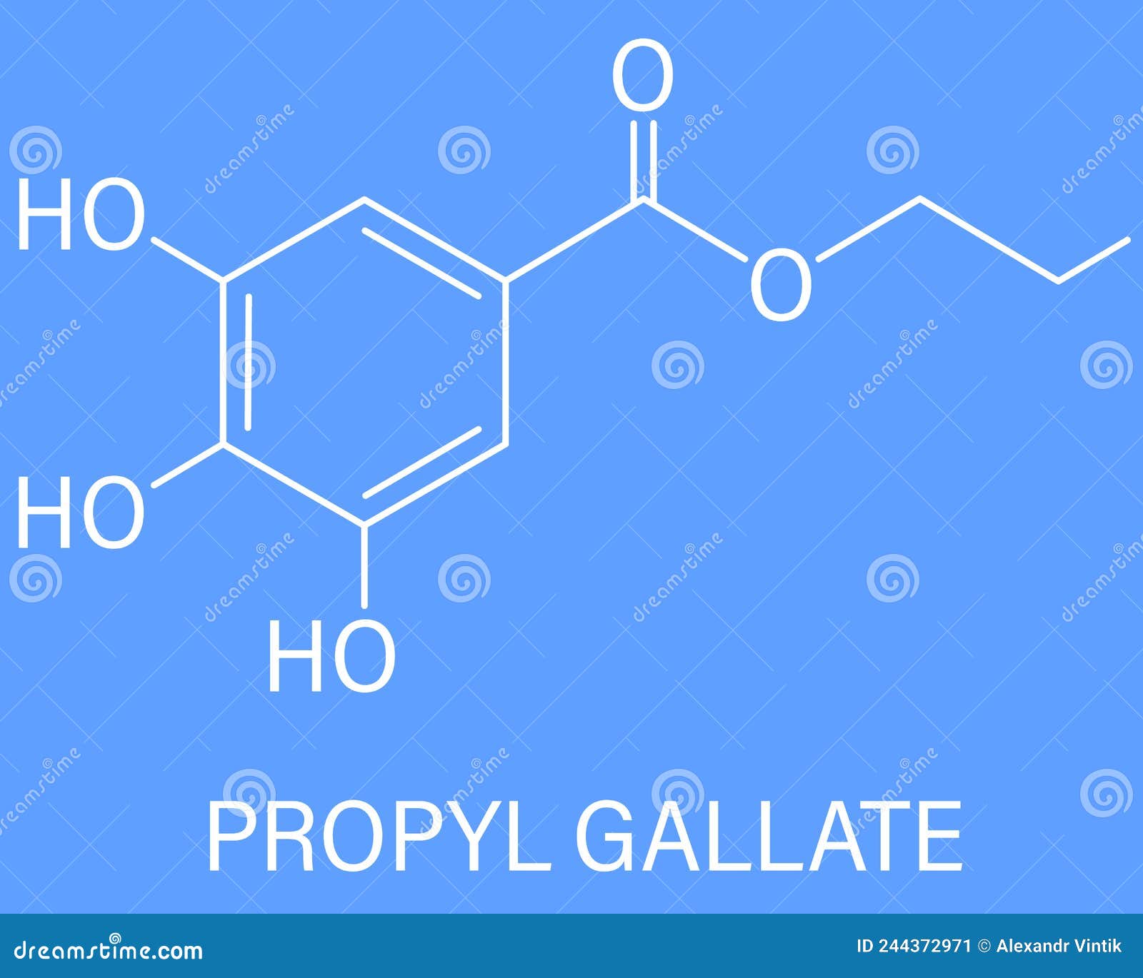 Propyl Gallate Molecule. Skeletal Formula. Stock Vector - Illustration ...