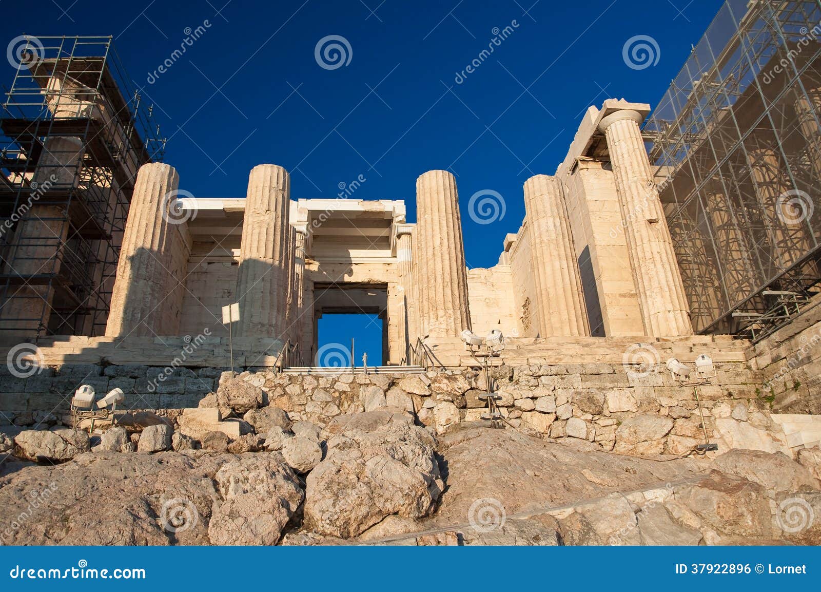 The Propylaea. Athens, Greece. Stock Photo - Image of construction ...