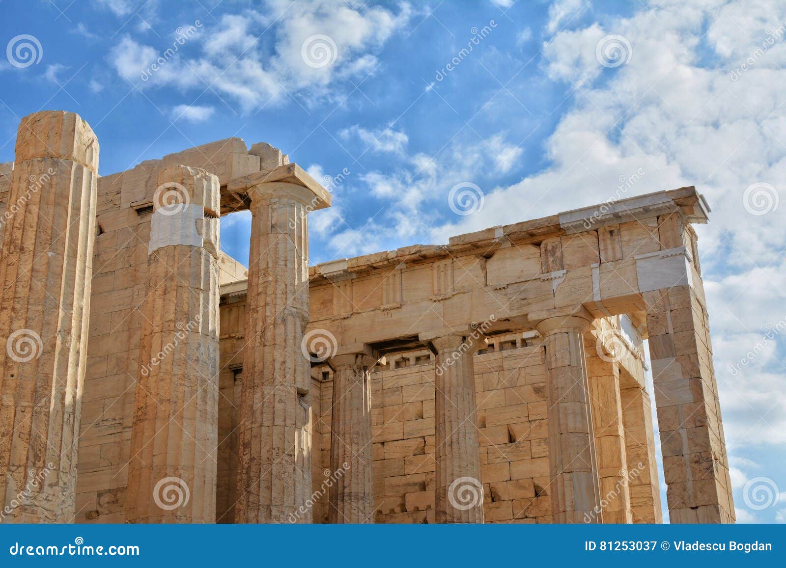 Propylaea Columns, Acropolis Stock Image - Image of historical ...