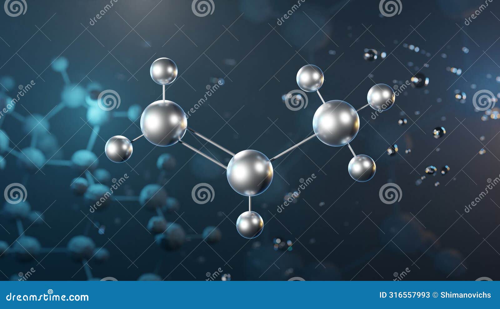 Propylene Molecular Structure, 3d Model Molecule, Propene, Structural ...
