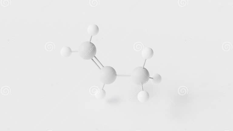 Propylene Molecule 3d, Molecular Structure, Ball and Stick Model ...
