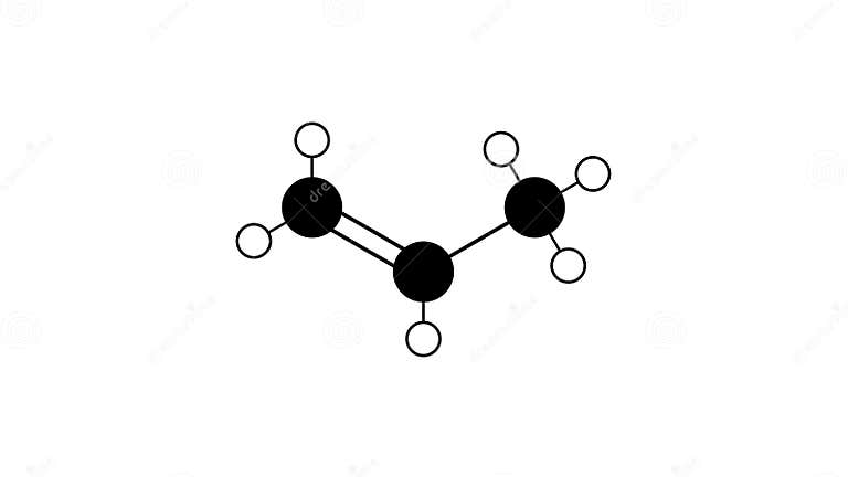 Propylene Molecule, Structural Chemical Formula, Ball-and-stick Model ...