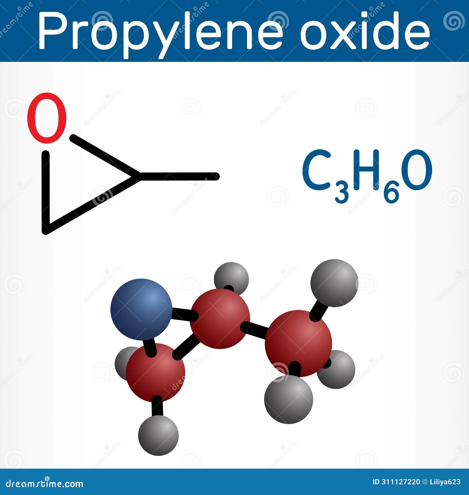 Propylene Oxide Molecule. Structural Chemical Formula and Molecule ...