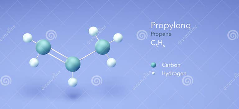 Propylene, Propene, Colorless Gas, Molecular Structures, 3d Rendering ...