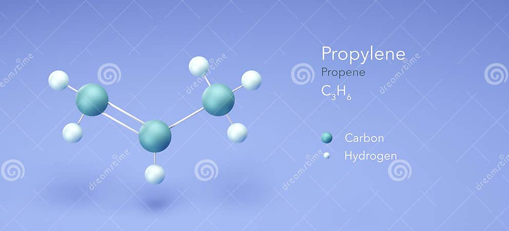 Propylene, Propene, Colorless Gas, Molecular Structures, 3d Rendering ...