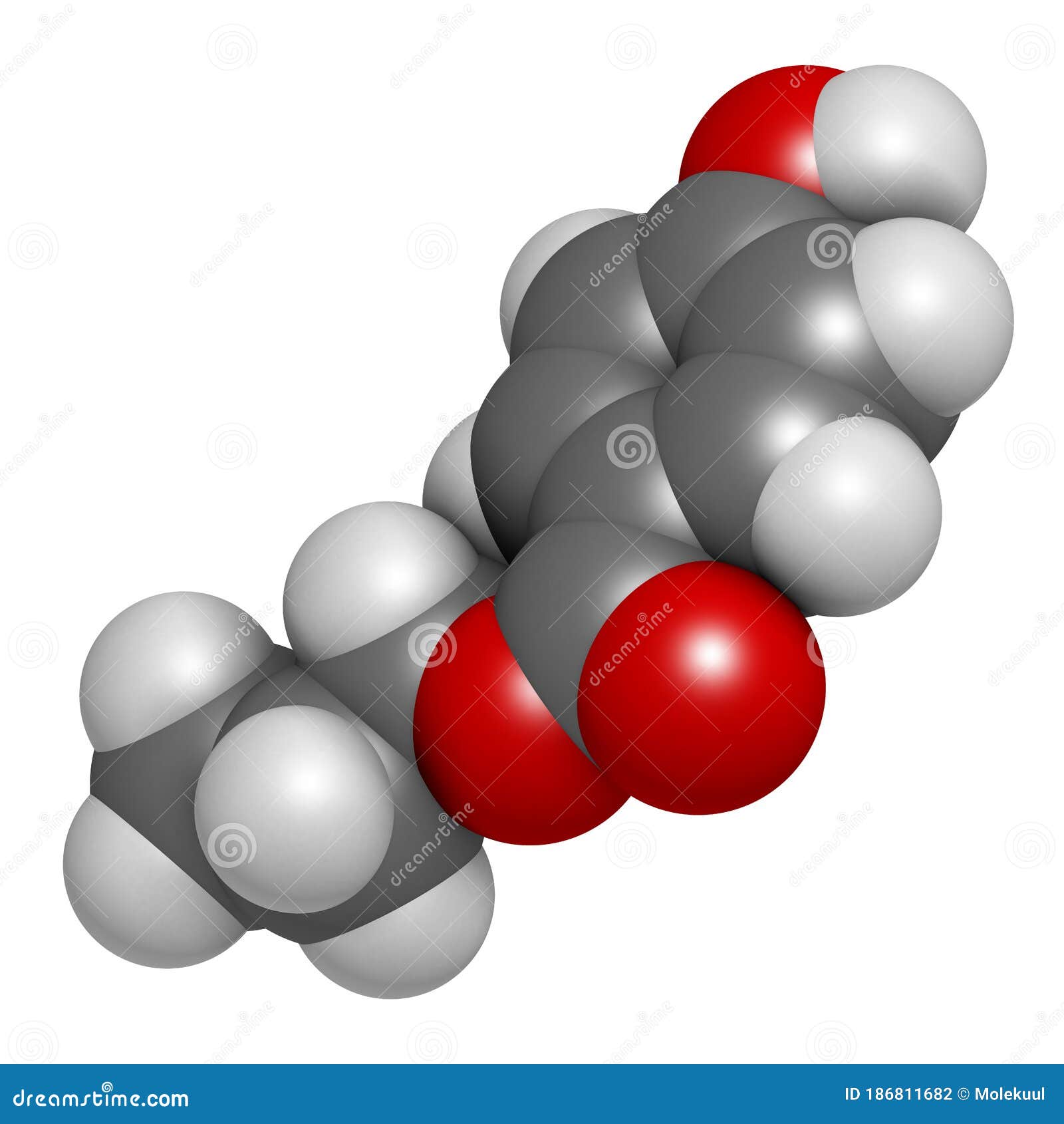 Propylparaben Preservative Molecule (paraben Class). Atoms are ...