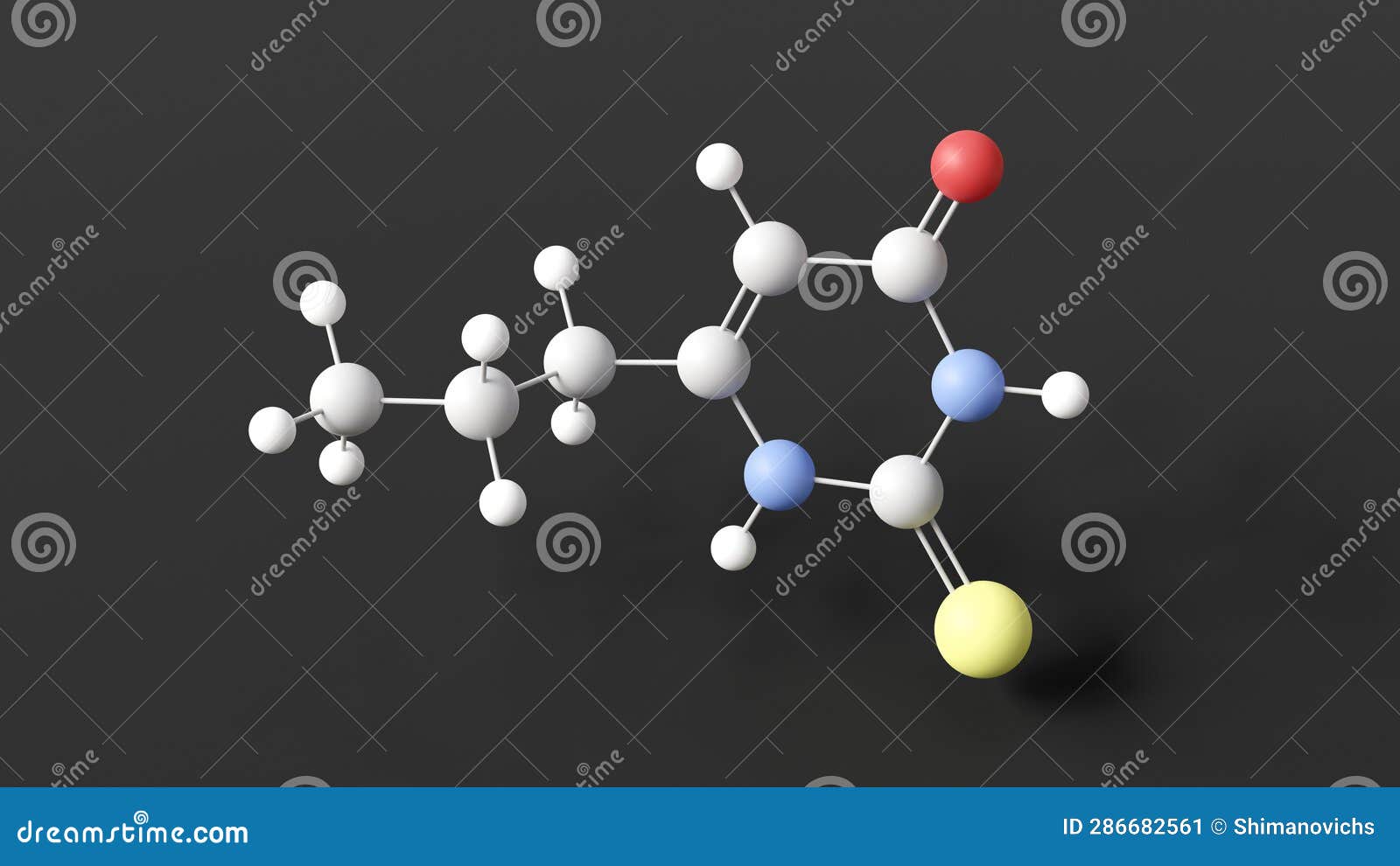 Propylthiouracil Molecule, Molecular Structure, Antithyroid Agents ...