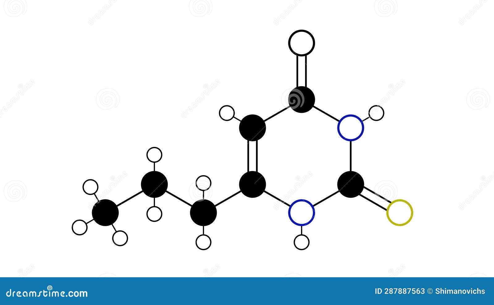 Propylthiouracil Molecule, Structural Chemical Formula, Ball-and-stick ...
