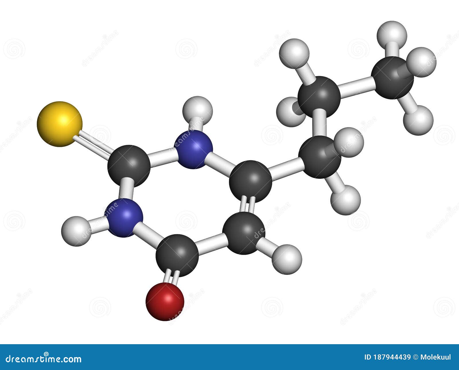 Propylthiouracil PTU Hyperthyroidism Drug Molecule. Stock Illustration ...