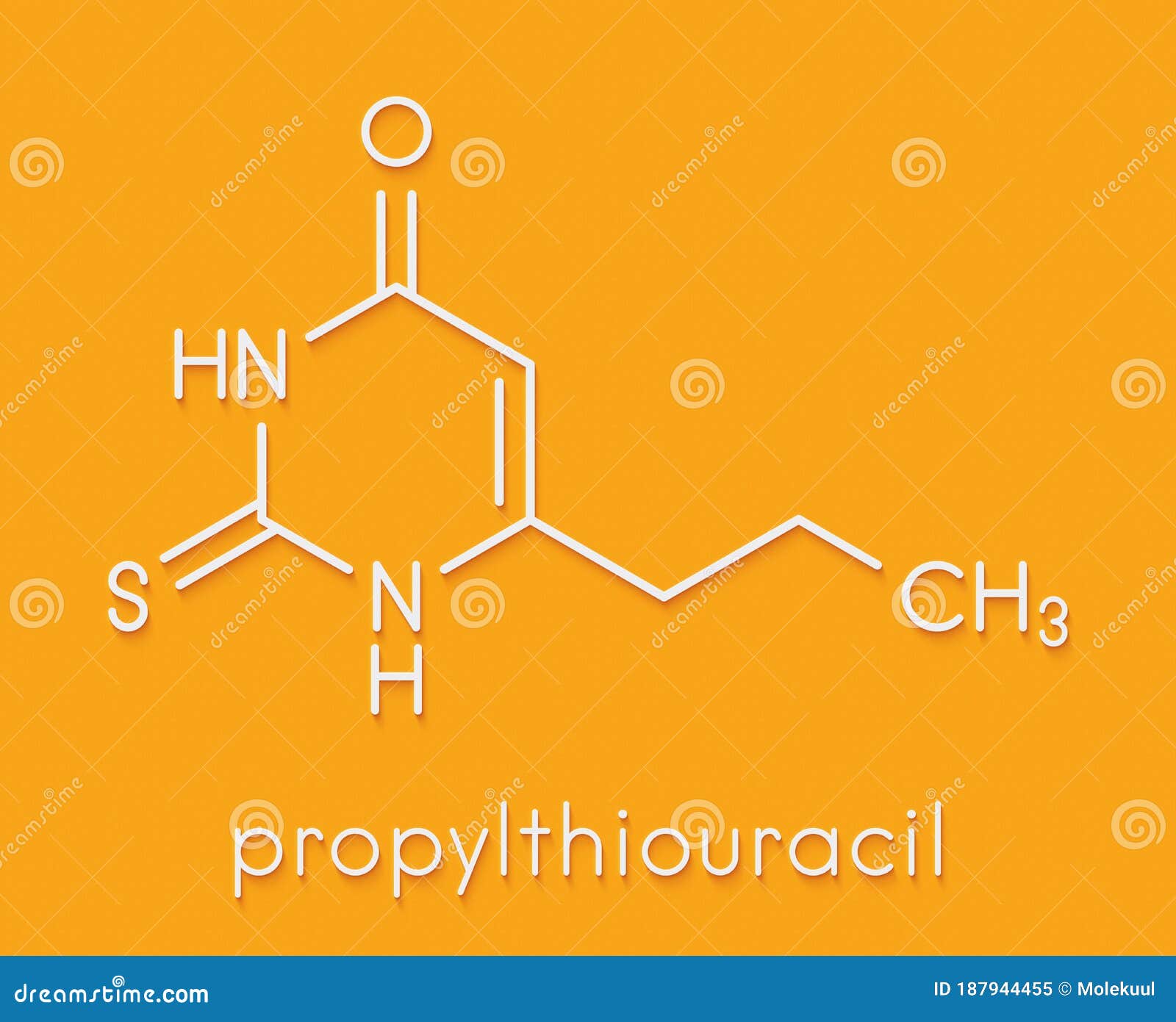 Propylthiouracil PTU Hyperthyroidism Drug Molecule. Skeletal Formula ...