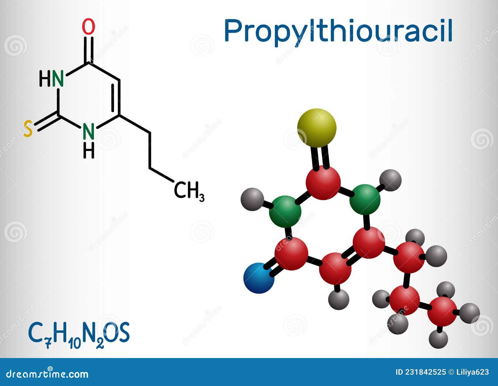 Propylthiouracil, PTU Molecule. it is Thiourea Derivative with ...