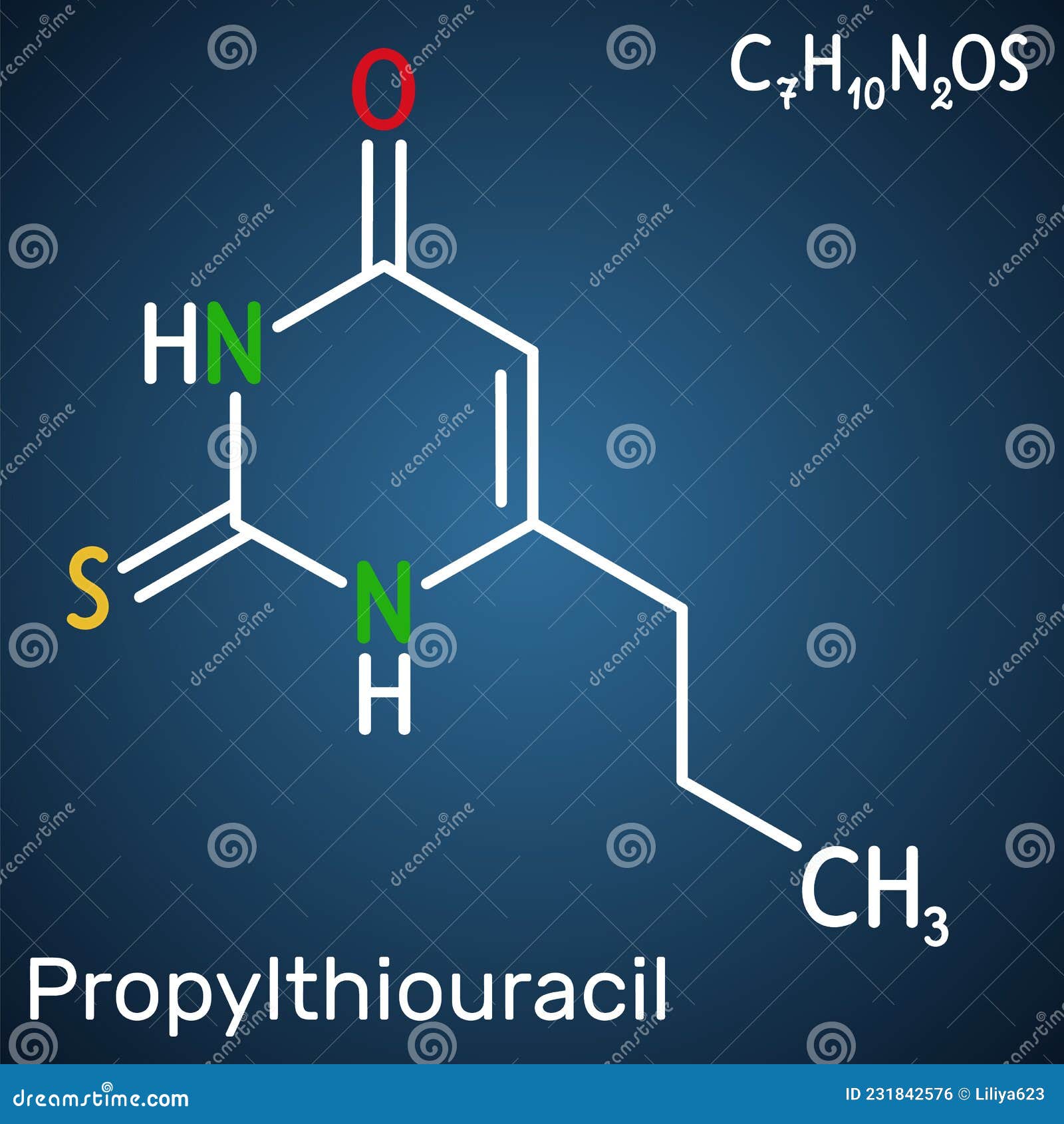 Propylthiouracil, PTU Molecule. It Is Thiourea Derivative With ...