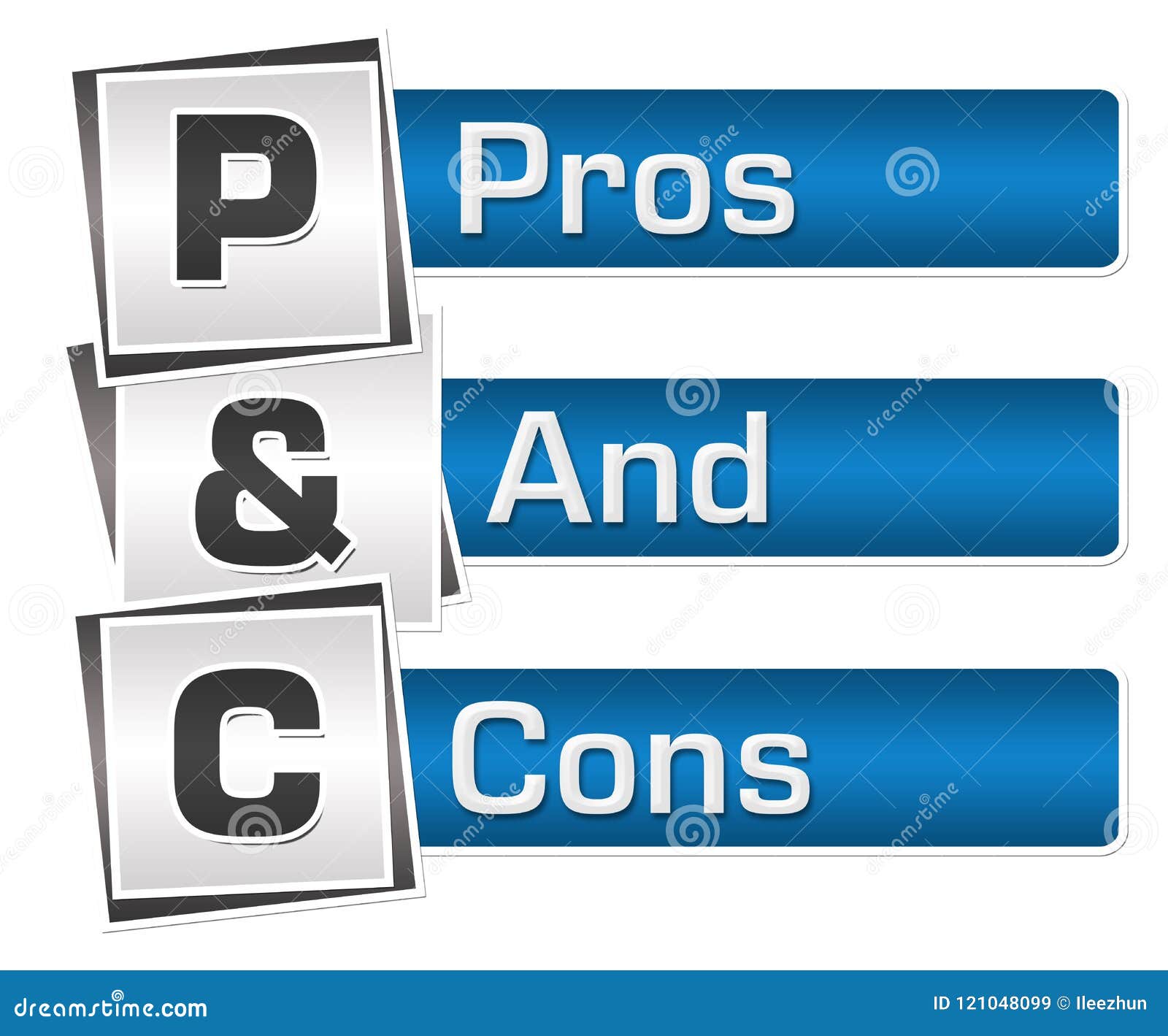 Pros and Cons Blue Grey Squares Vertical Stock Illustration ...