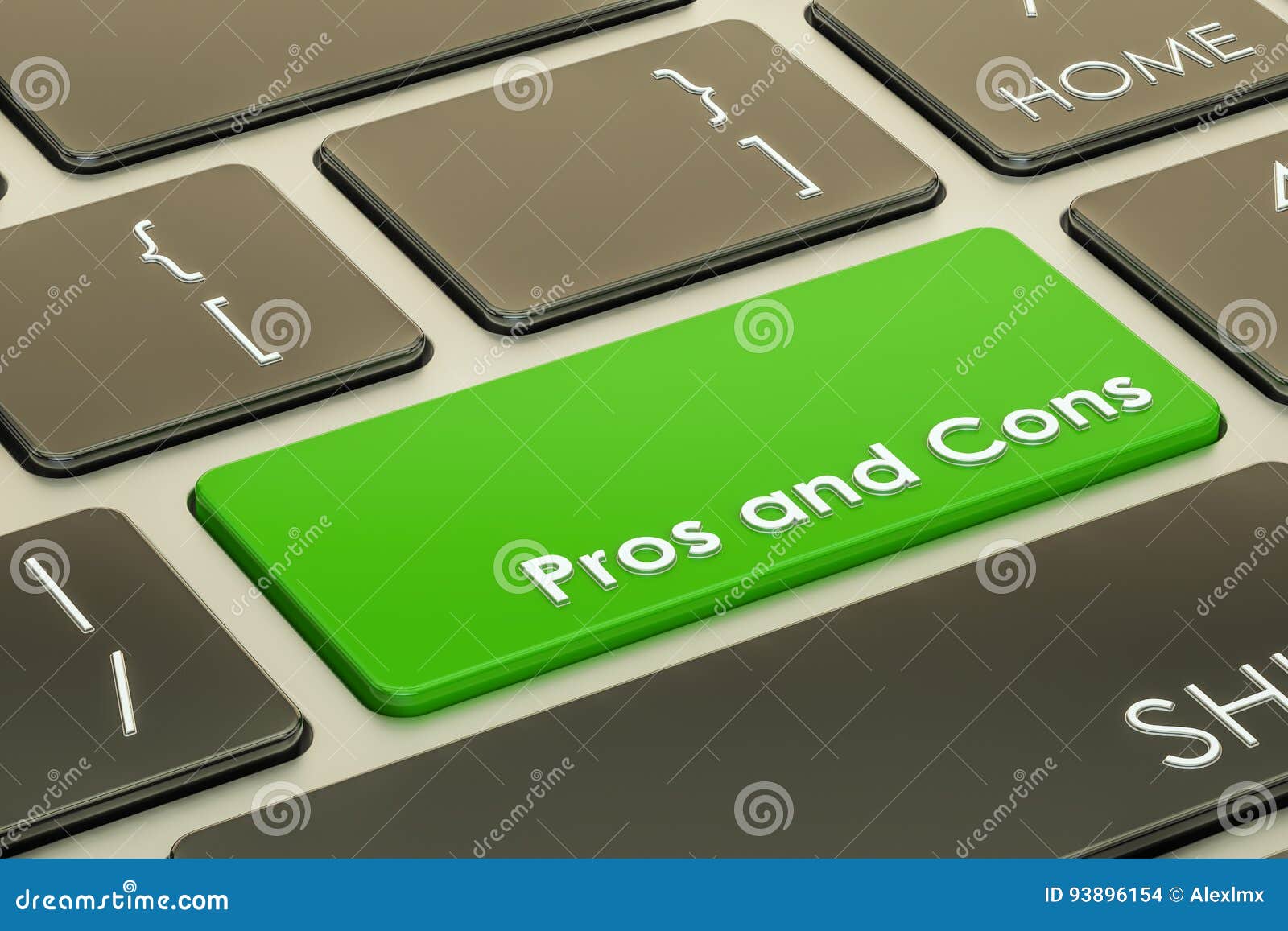Pros and Cons Button on Keyboard. 3D Rendering Stock Illustration ...
