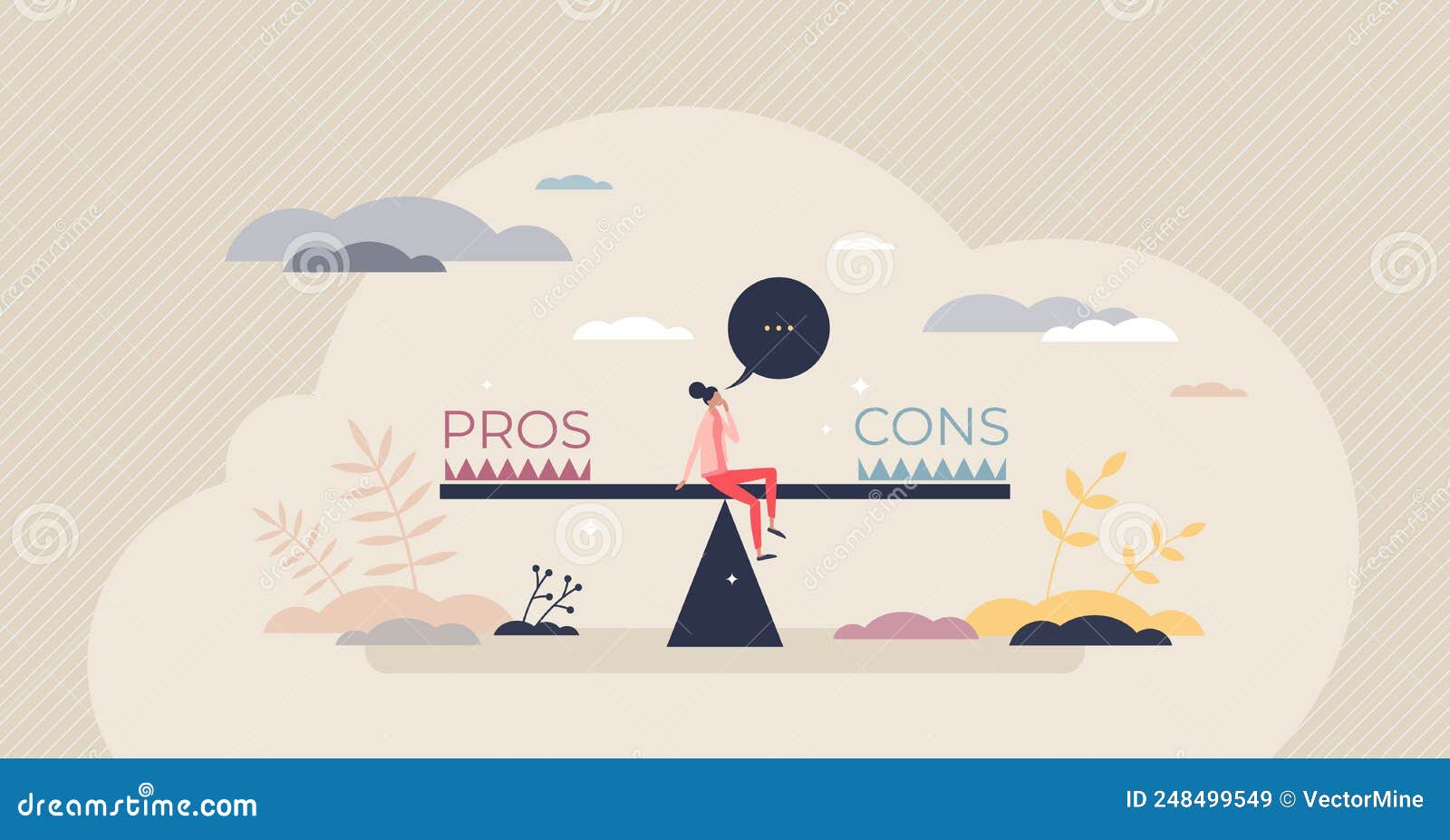 Pros and Cons Comparison with Benefits and Risks Balance Tiny Person ...