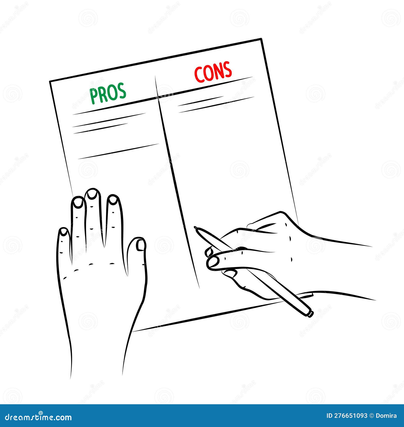 Pros and Cons Concept of Decision Making Process. Listing Positive and ...