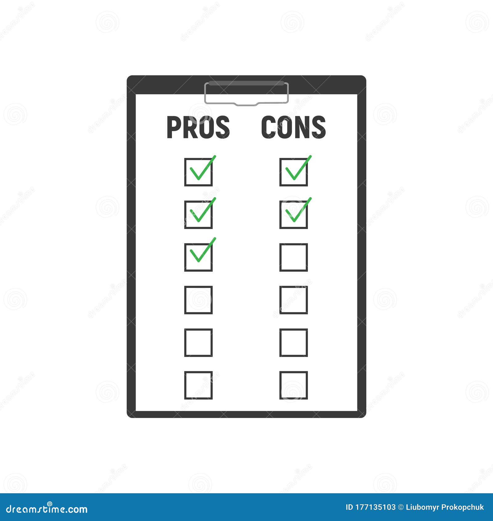 Pros and Cons Concept of Decision Making Process. Listing Positive and ...