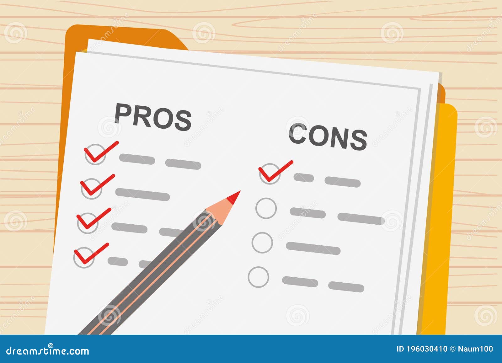 Pros and Cons Concept of Decision Making Process Stock Vector ...